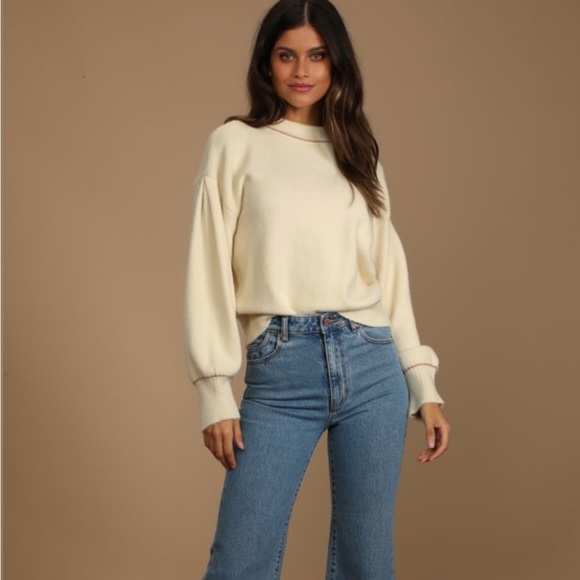 Lulus | Sweaters | Lulus Do What You Love Ivory Knit Long Sleeve ...